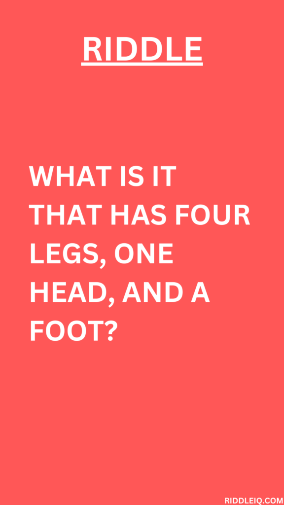 What is it that has four legs, one head, and a foot? - Riddle IQ