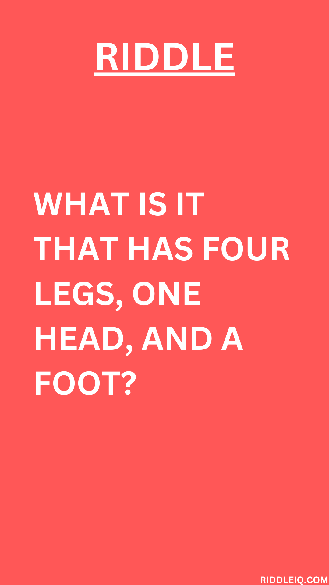 What is it that has four legs, one head, and a foot? - Riddle IQ